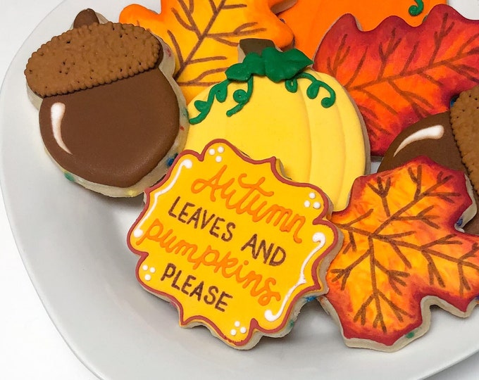 Fall "mini" Decorated Cookies, Cookie Gift Box, Party Favors, Autumn ...