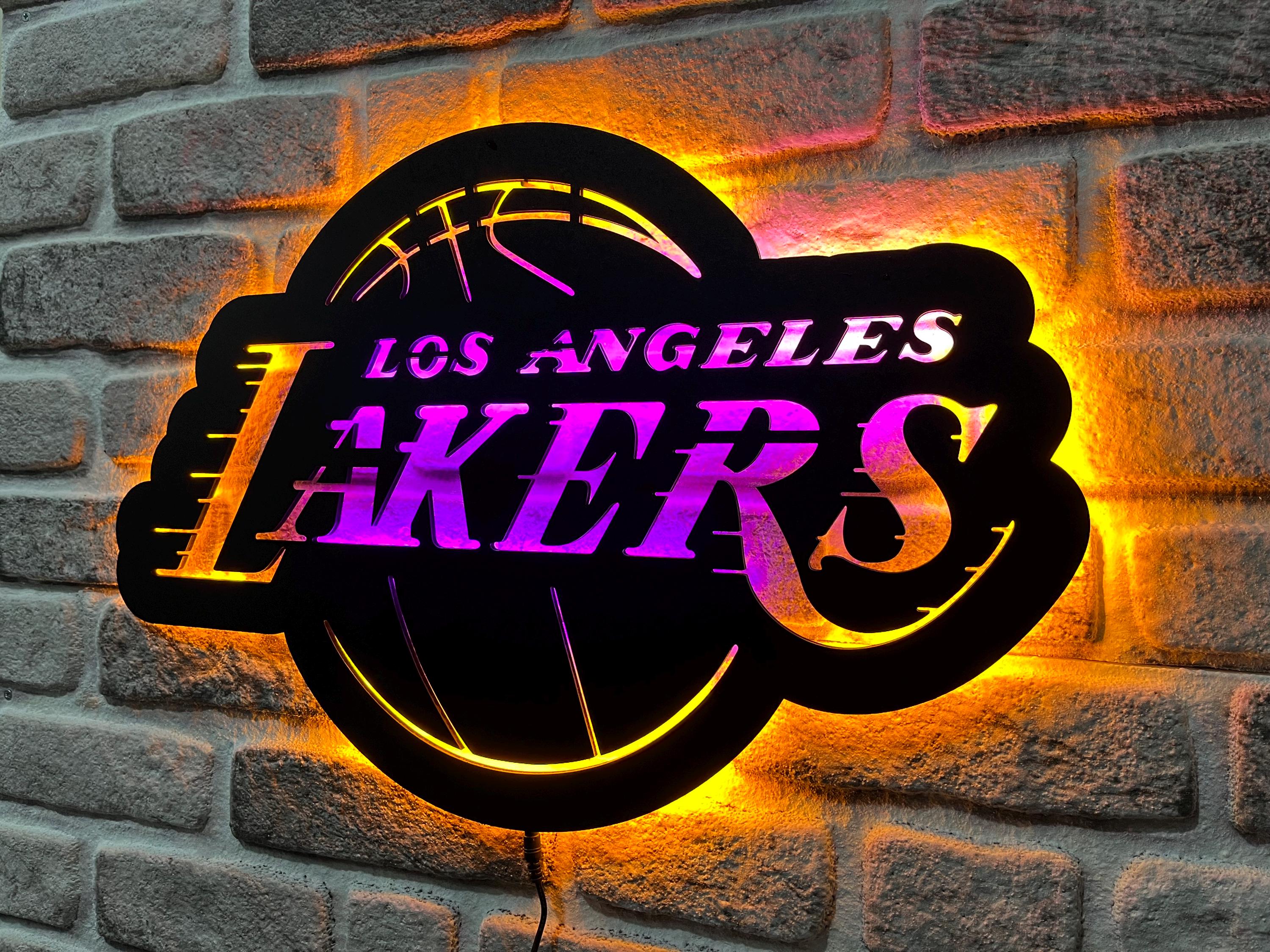 LA Lakers Fan Wall Decor Illuminated Wall Sign Christmas Gift NBA Fan ...
