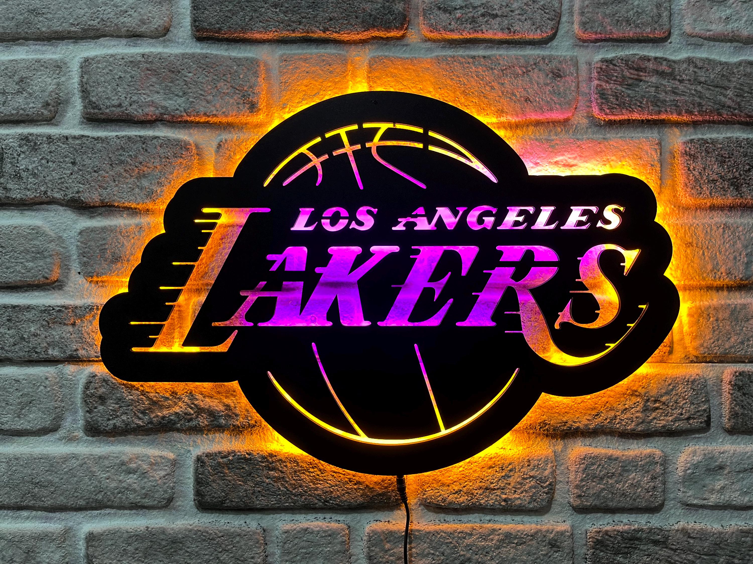 LA Lakers Fan Wall Decor Illuminated Wall Sign Christmas Gift NBA Fan ...