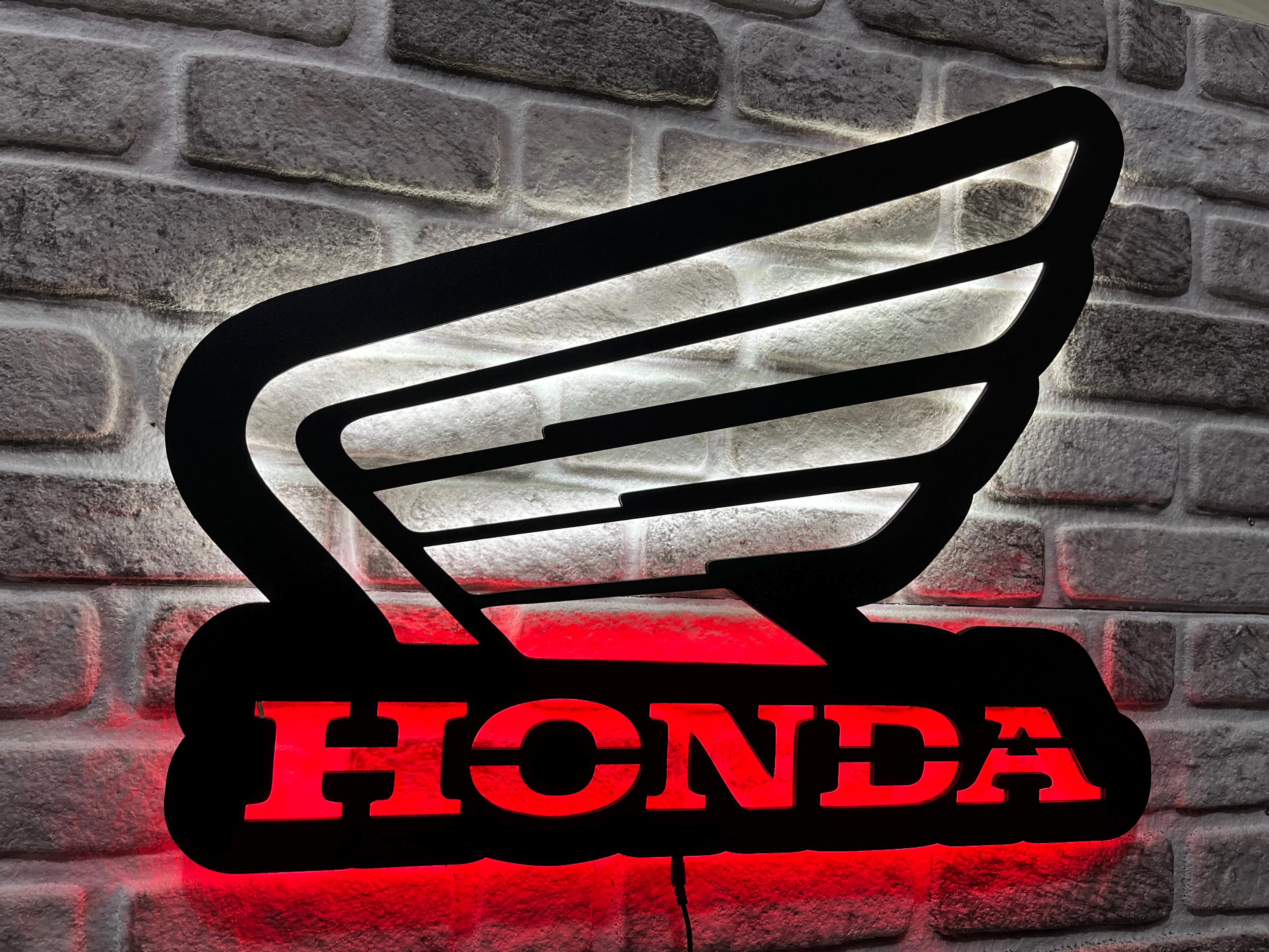Honda,honda Lighted Wall Decor,home Decor Panel,garage Sign,motorcycle ...