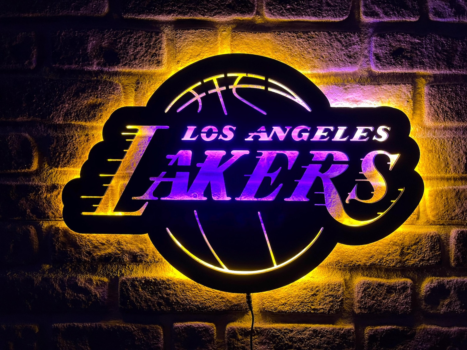LA Lakers Fan Wall Decor Illuminated Wall Sign Christmas Gift NBA Fan ...