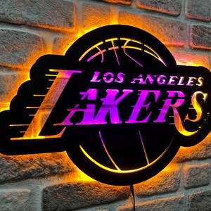 LA Lakers Fan Wall Decor Illuminated Wall Sign Christmas Gift NBA Fan ...