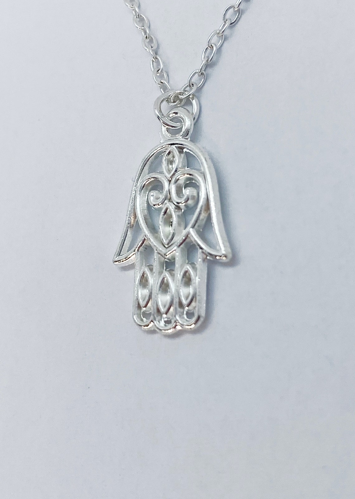 Gelassenheit Hamsa Hand der Fatima Halskette Silber Kette - Etsy.de