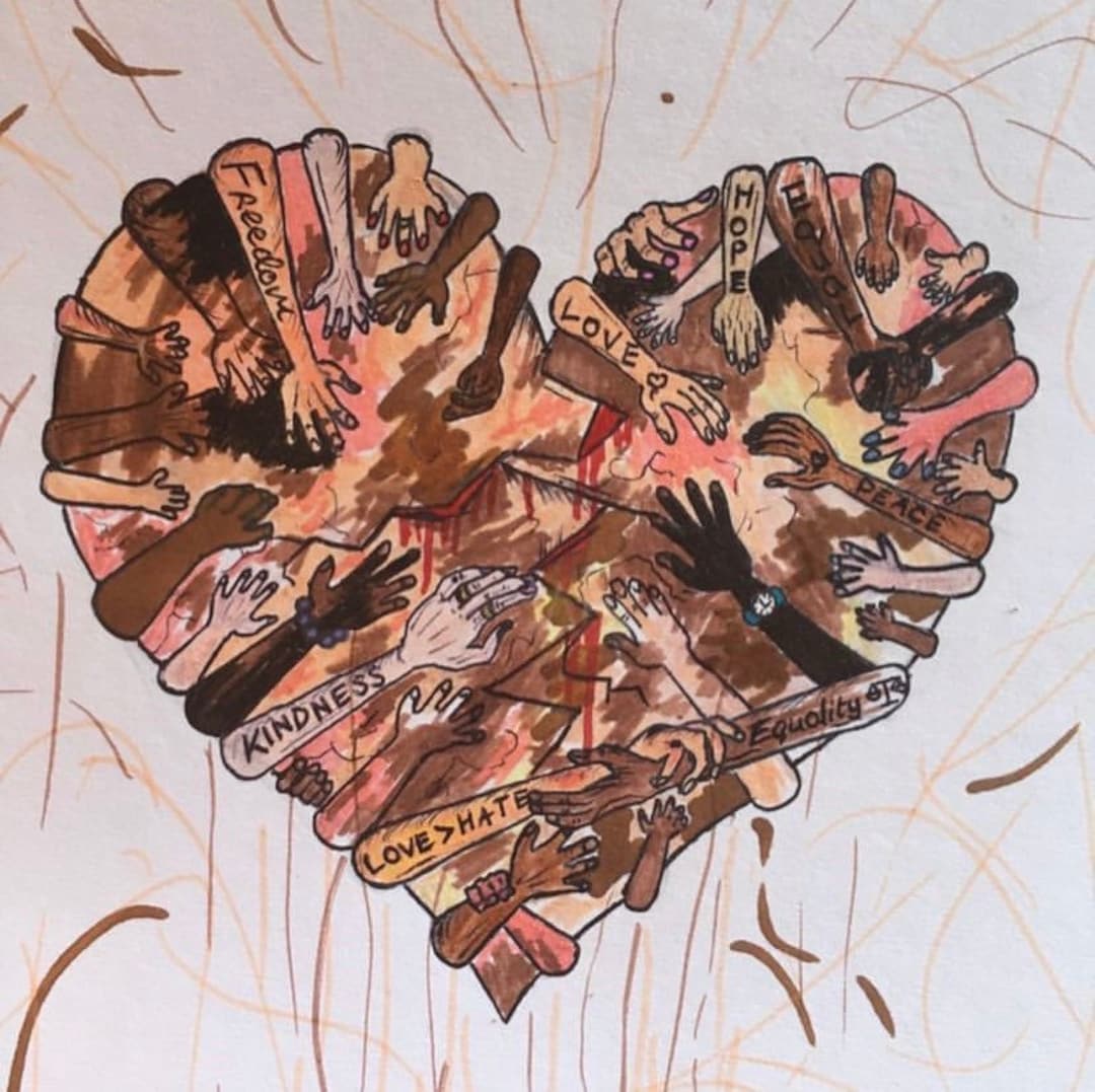 Anti-racism Heart Art Racism Art BLM Art Black Lives Matter - Etsy