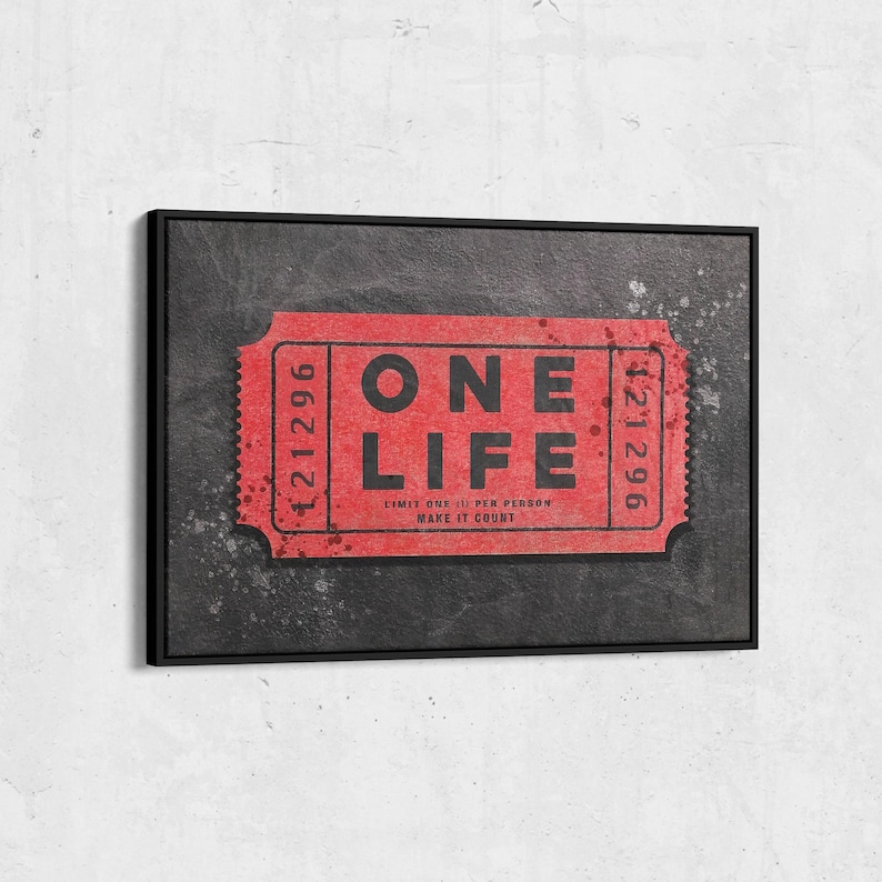 One Life Wall Art Motivational Canvas Print Inspirational Quote for ...