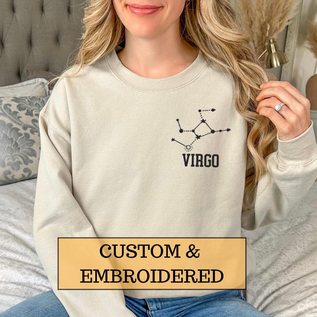 Personalized Embroidered Zodiac Constellation Sweatshirt Gift Custom ...