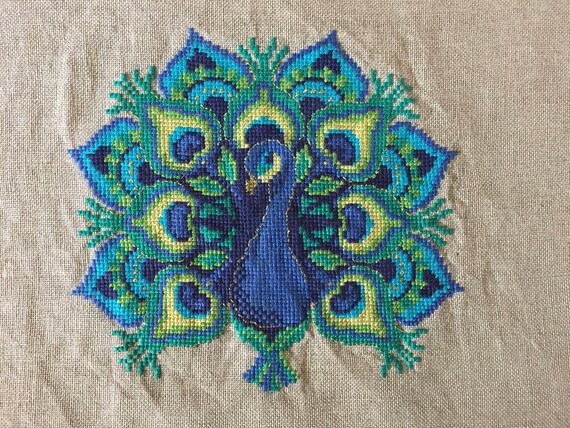 Amazing Peacock Cross Stitch Finished Unframed | Etsy