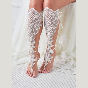 Barefoot Lace Sandals Beach Wedding Bridal Lace Anklet - Etsy