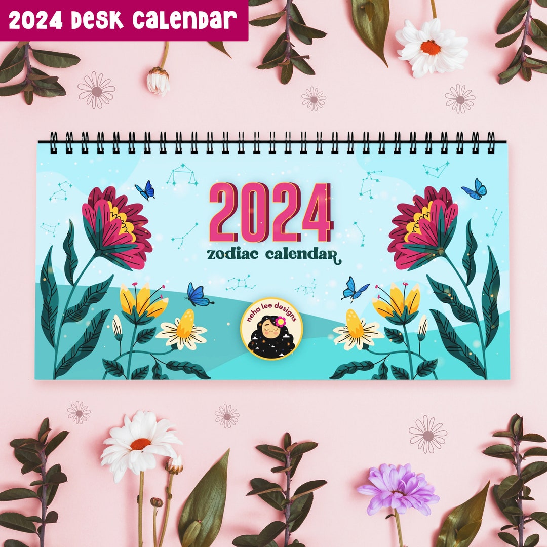 2024 Desk Calendar, AAPI, Zodiac Art, Astrology Calendar, Home Decor, Art Print, Zodiac Calendar ...