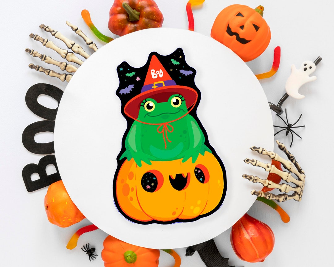Kawaii Halloween Frog Sticker Funny Sticker Halloween Decor - Etsy