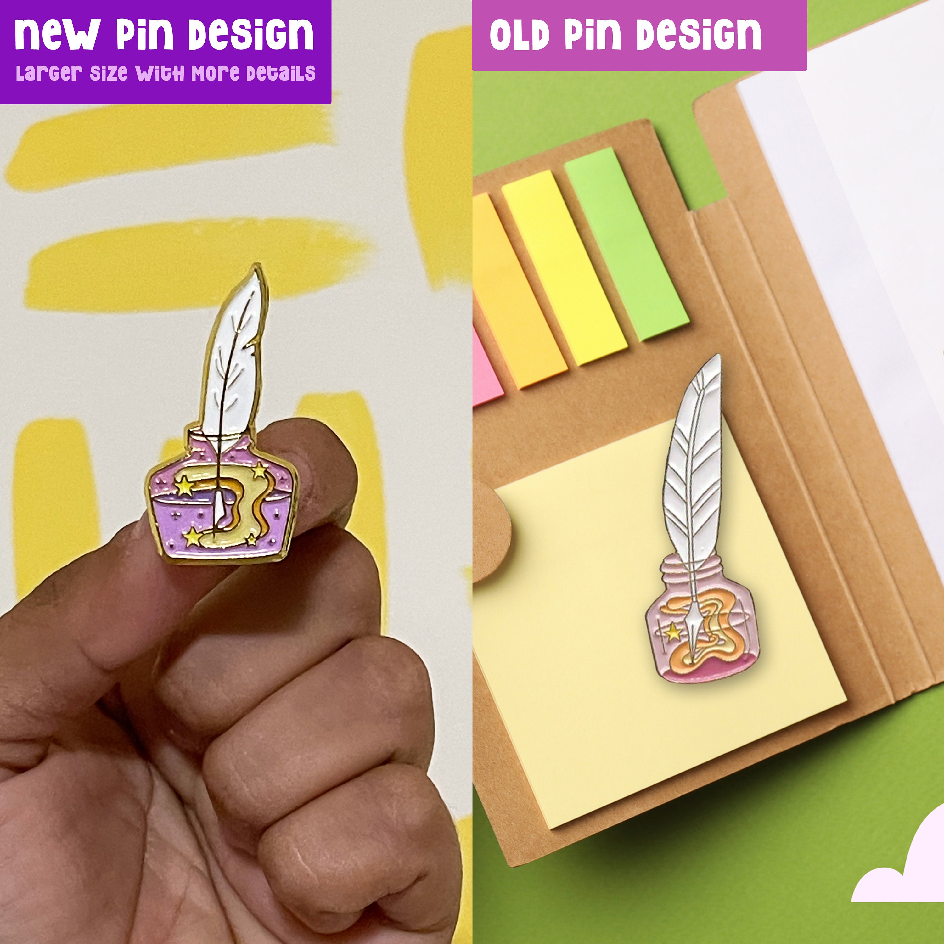 Magic Quill Enamel Pin: Kawaii Writer Brooch - Etsy