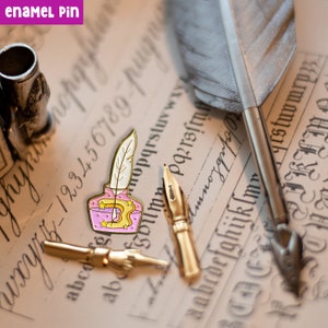 Magic Quill Enamel Pin: Kawaii Writer Brooch - Etsy