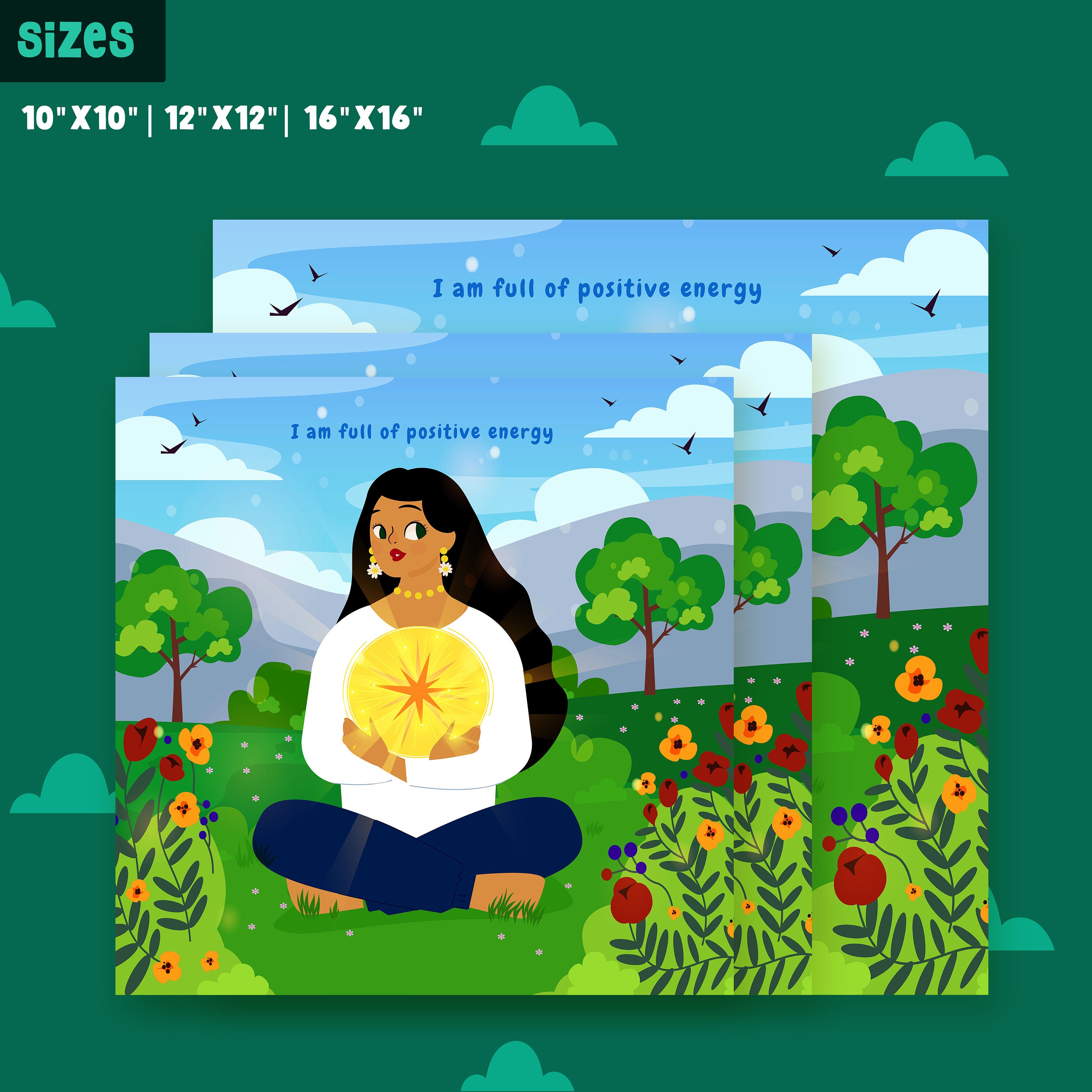 Positive Energy Affirmation Poster: Floral Garden Art Print - Etsy