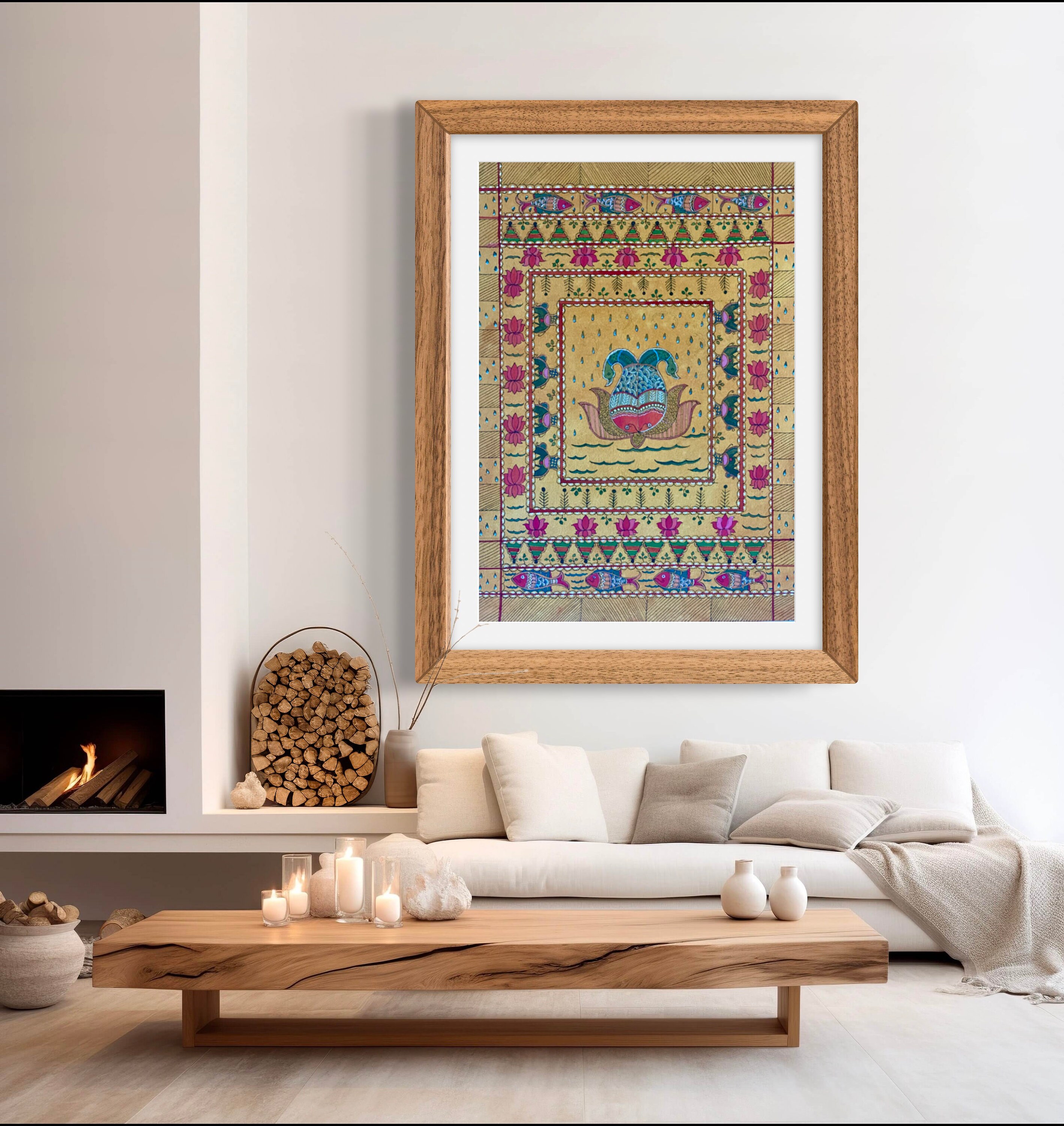Vibrant Godna Madhubani Folk Wall Art 14X20 Inches Watercolour Painting ...