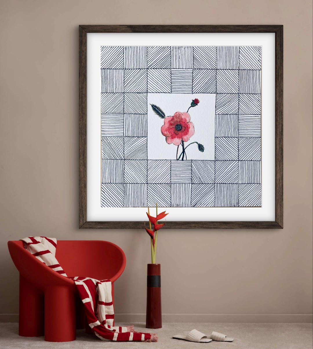POPPY August Birth Flower Print - Modern Botanical Wall Art - Etsy
