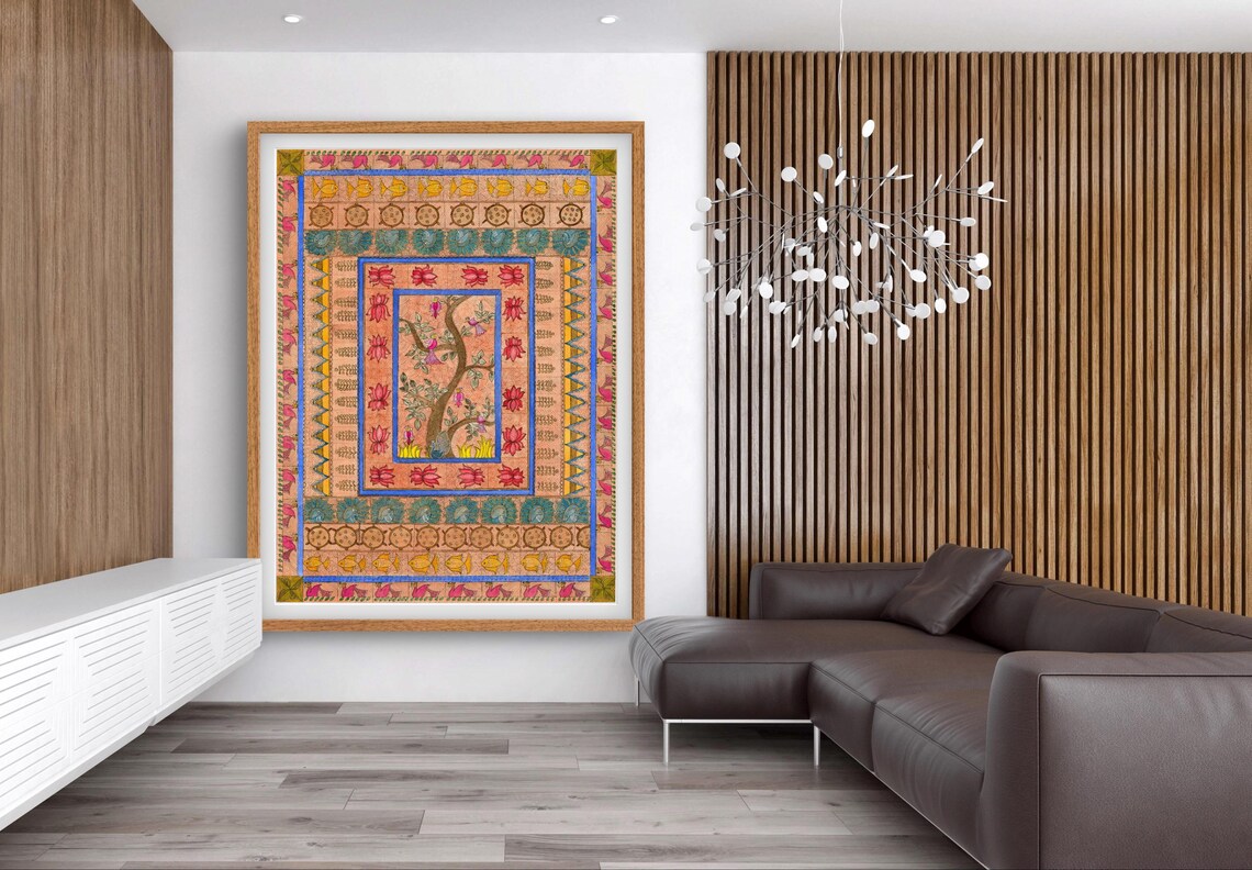 Vibrant Godna Madhubani Folk Wall Art 40X30 Inches Watercolour Painting ...