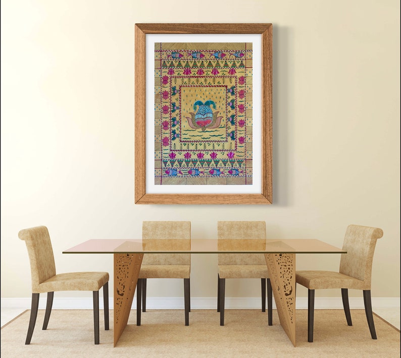 Vibrant Godna Madhubani Folk Wall Art 14X20 Inches Watercolour Painting ...
