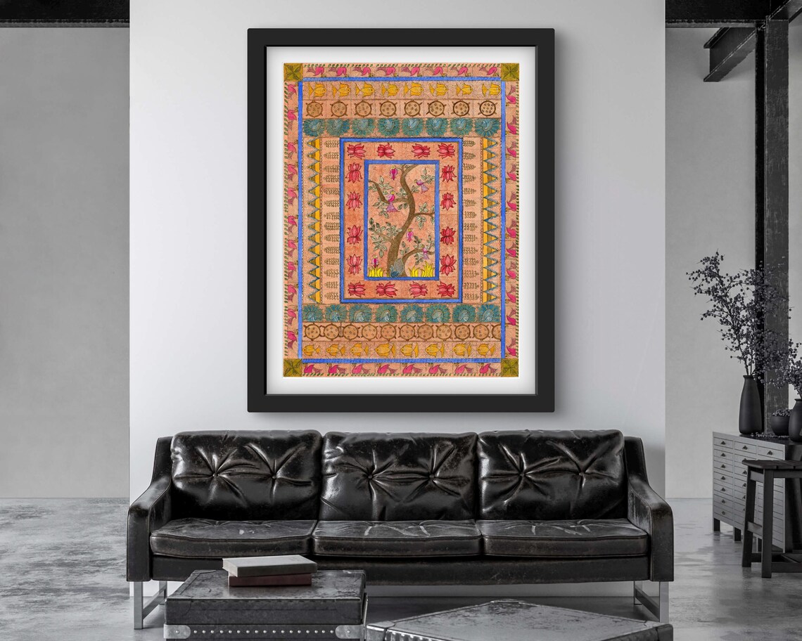 Vibrant Godna Madhubani Folk Wall Art 40X30 Inches Watercolour Painting ...