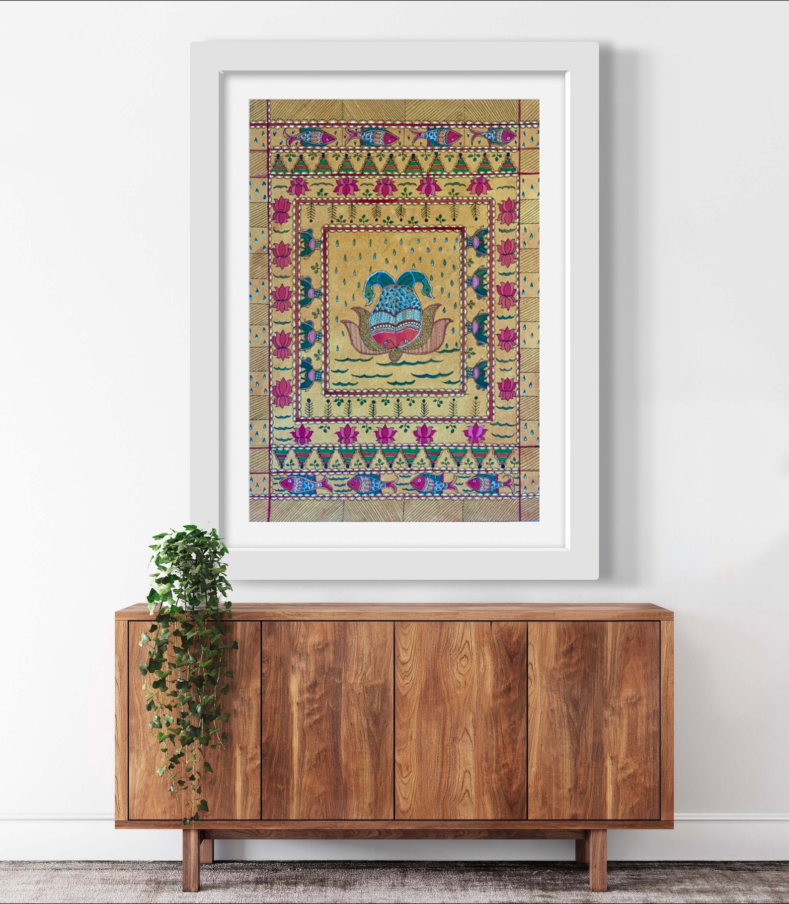 Vibrant Godna Madhubani Folk Wall Art 14X20 Inches Watercolour Painting ...