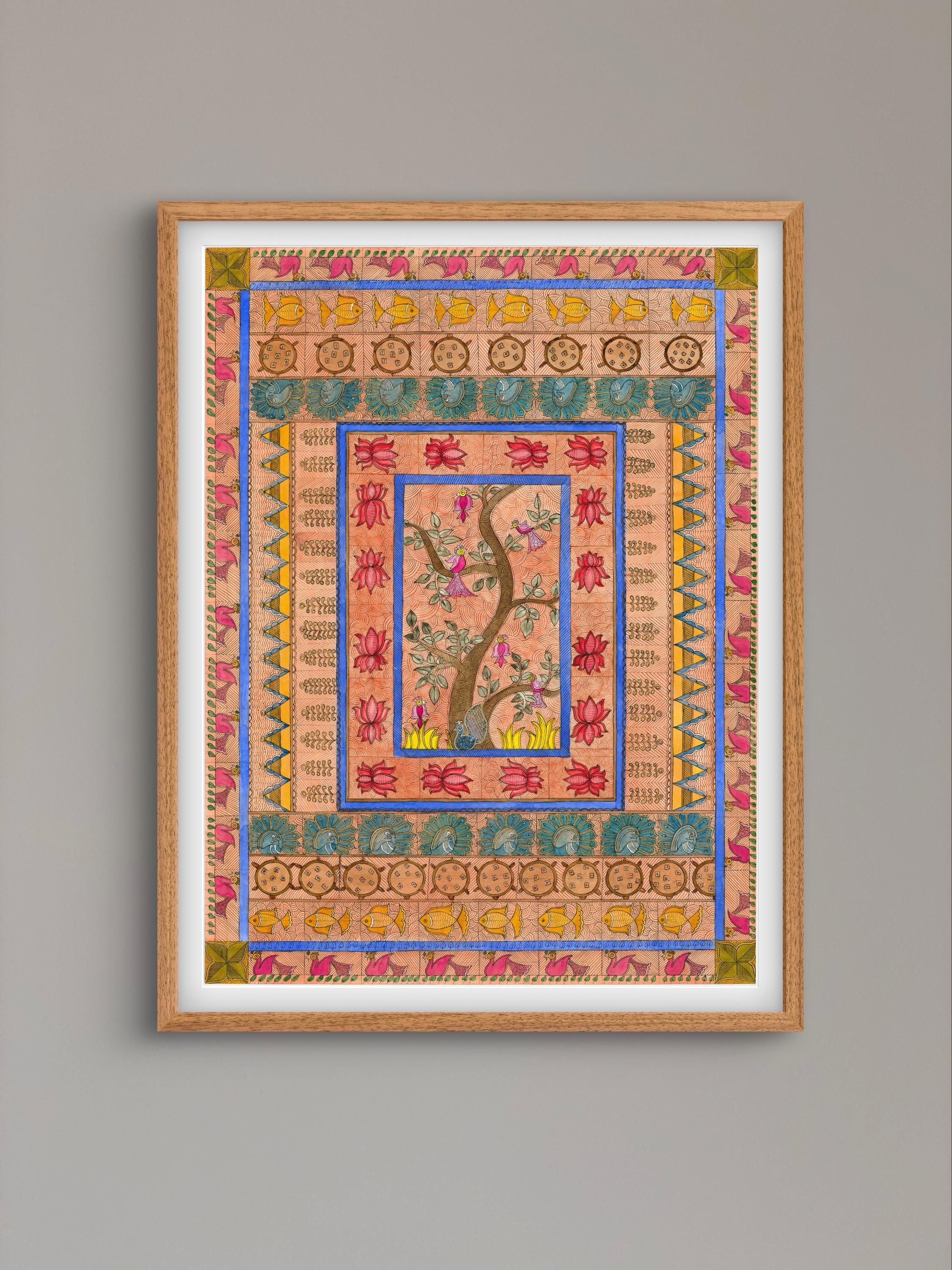 Vibrant Godna Madhubani Folk Wall Art 40X30 Inches Watercolour Painting ...