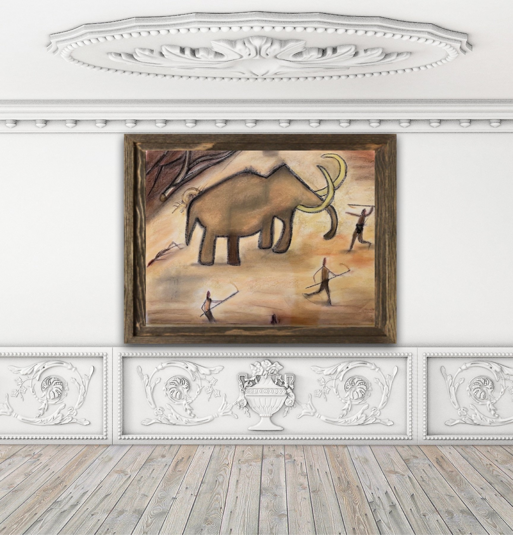 Stone Age Cave Wall Art: Woolly Mammoth Pastel Painting - Prehistoric ...