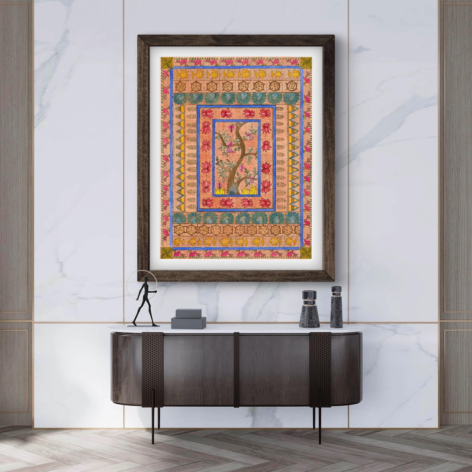 Vibrant Godna Madhubani Folk Wall Art 40X30 Inches Watercolour Painting ...