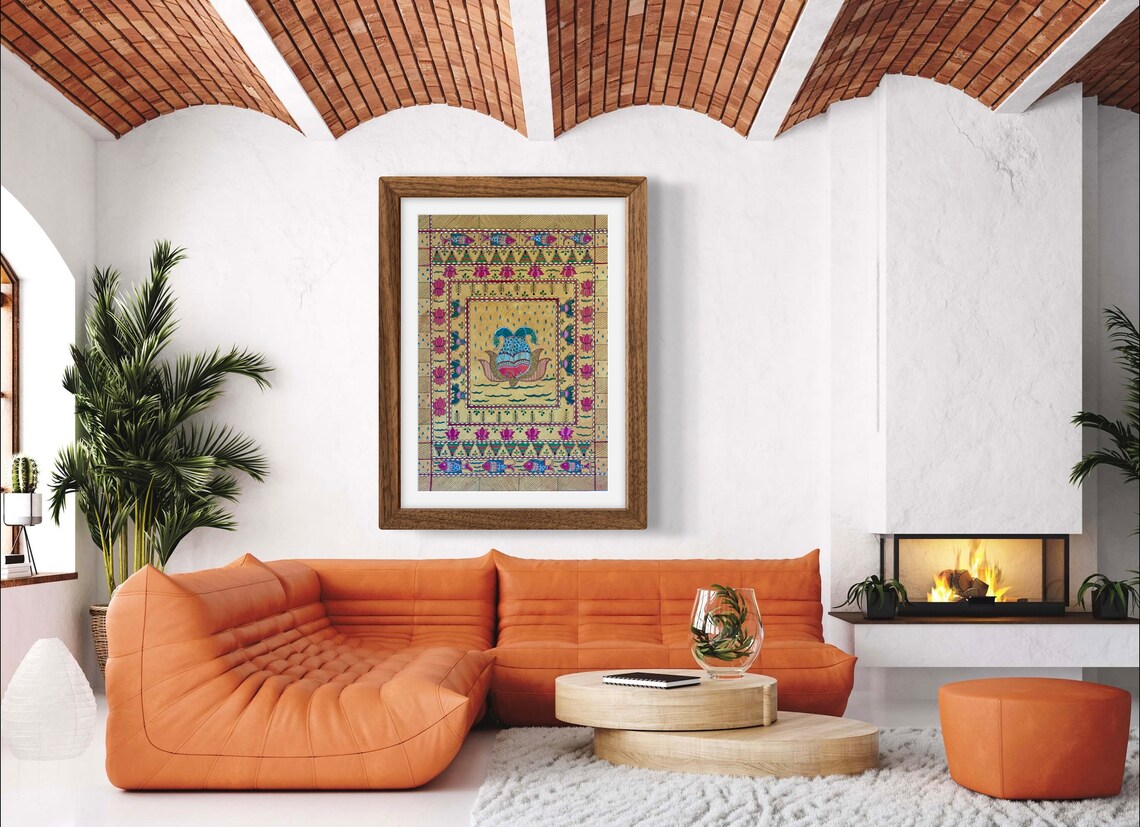 Vibrant Godna Madhubani Folk Wall Art 14X20 Inches Watercolour Painting ...