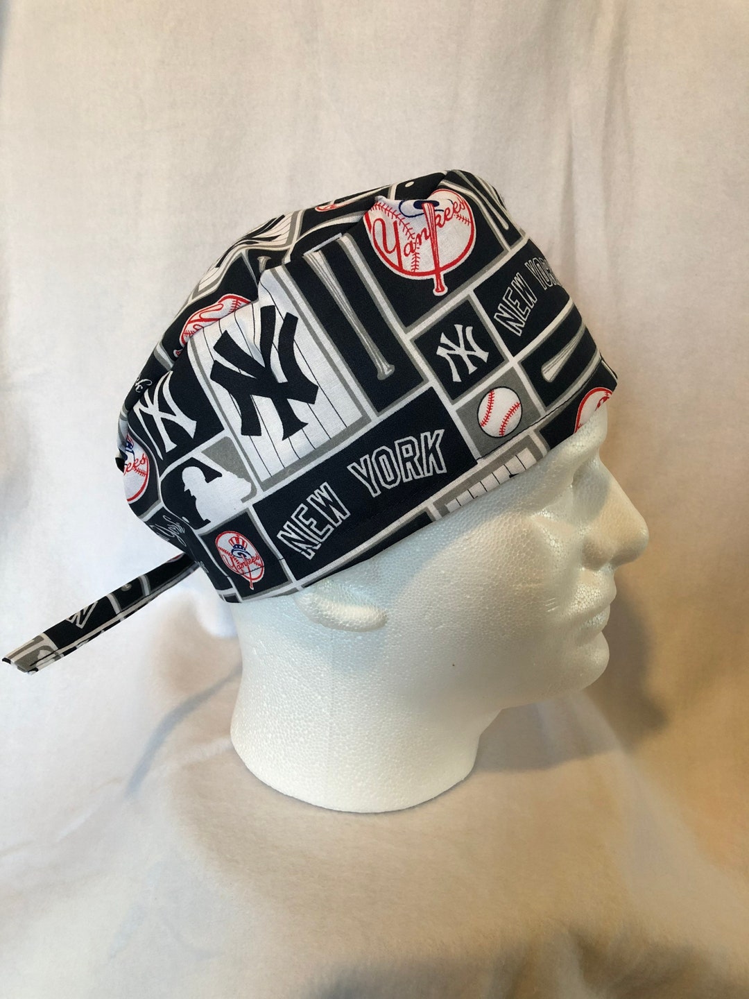 New York Yankee Scrub Hat With Ties, MLB, Baseball - Etsy
