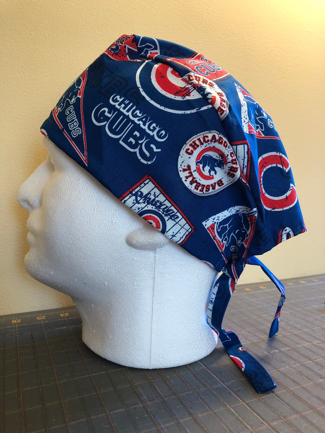 CHICAGO CUBS Blue and White Scrub Hat/surgical Hat/scrub Caps/chicago ...
