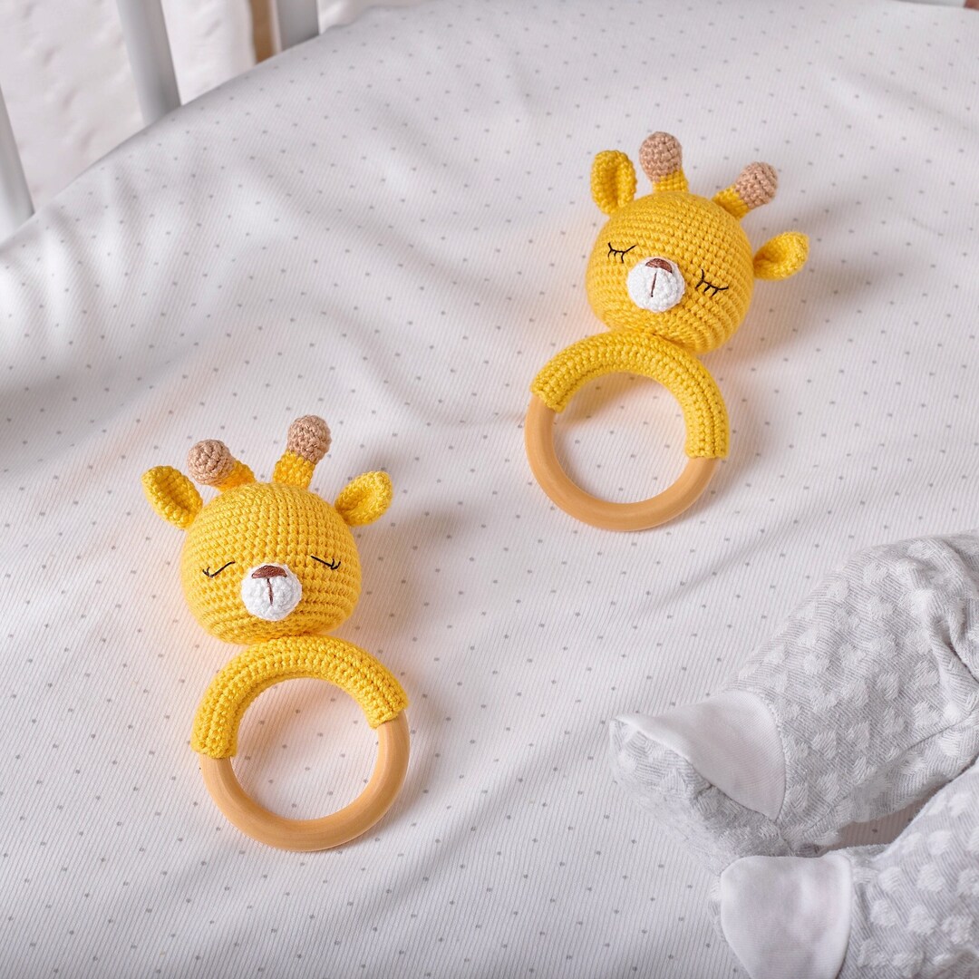 Giraffe Baby Ring Rattle Crochet Pdf Pattern Animal Plush Rattle ...