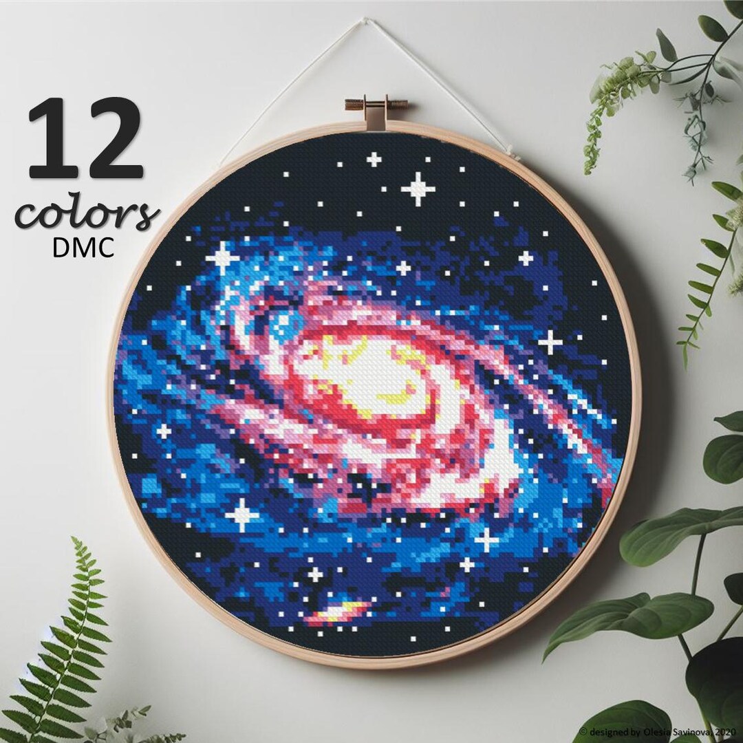 Cross Stitch Pattern, Pdf, Space, Galaxy, Universe, Stars, Sun, Moon ...