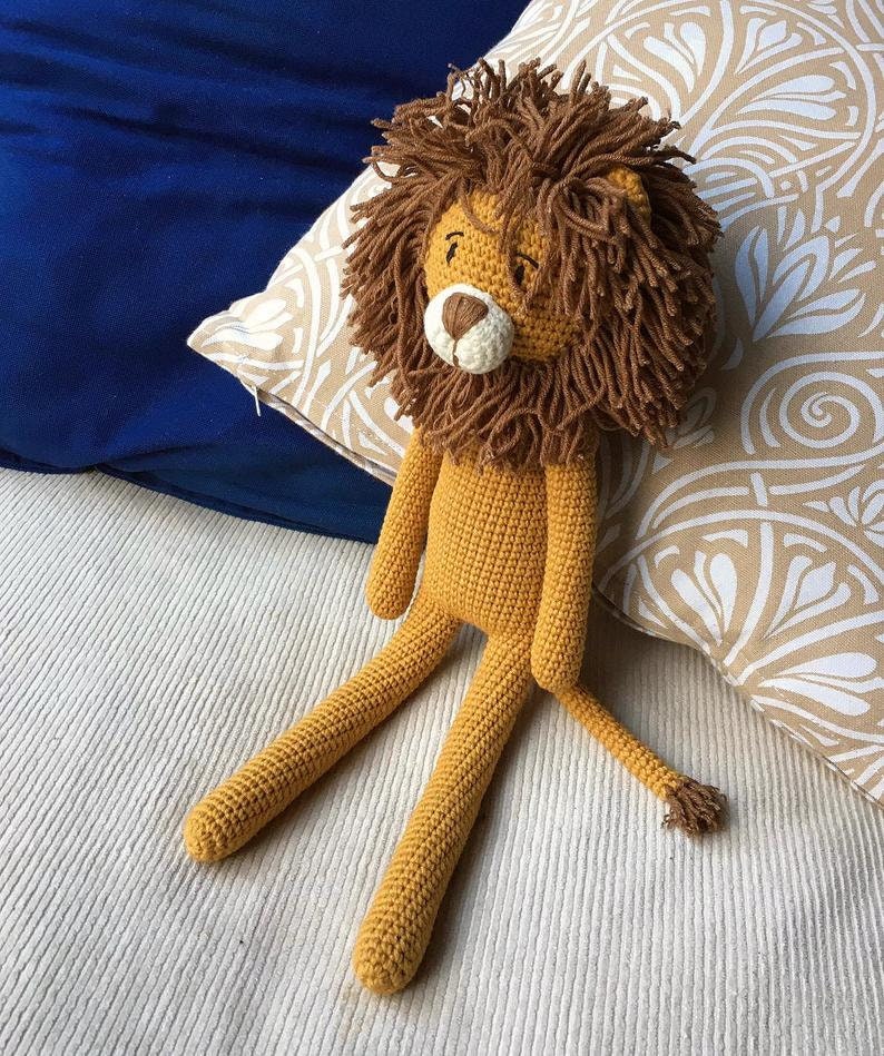 Lion Stuffed Animal Toy Crochet Lion Safari Animals Plushie | Etsy