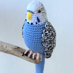 Blue White Budgie Stuffed Animal Realistic Parakeet Plush Crochet ...