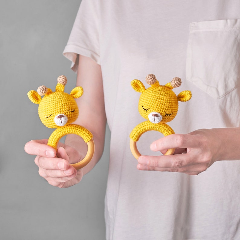 Giraffe Baby Ring Rattle Crochet Pdf Pattern Animal Plush Rattle ...