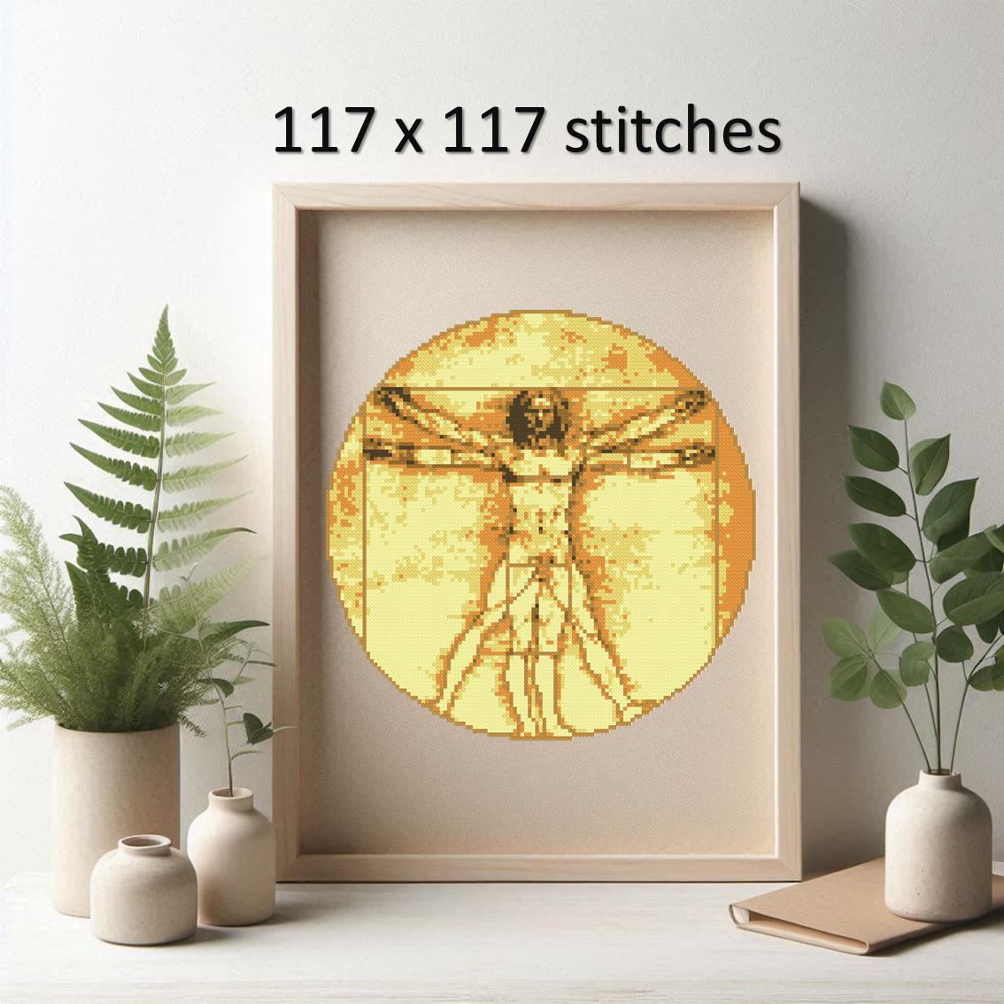 Vitruvian Man, Leonardo Da Vinci: Cross Stitch Pattern Renaissance ...