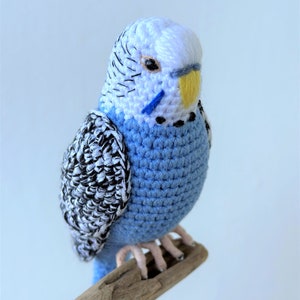 Blue White Budgie Stuffed Animal Realistic Parakeet Plush Crochet ...