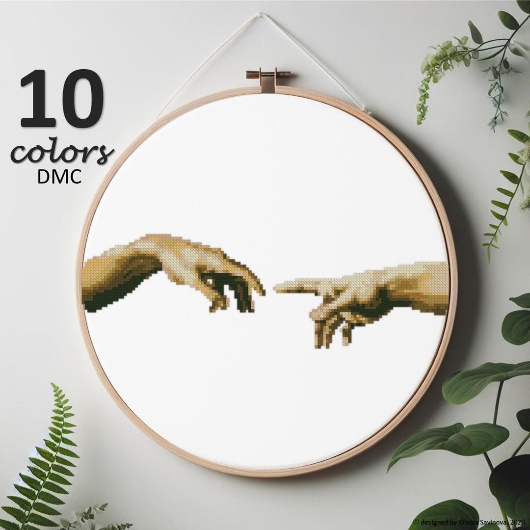 Painting the Creation of Adam, God, Michelangelo: Cross Stitch Pattern ...