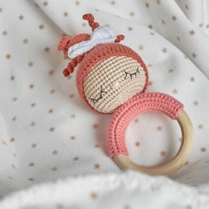 Little Girl Rattle Set of 2 Crochet PDF Patterns Baby Nursery Rattle ...