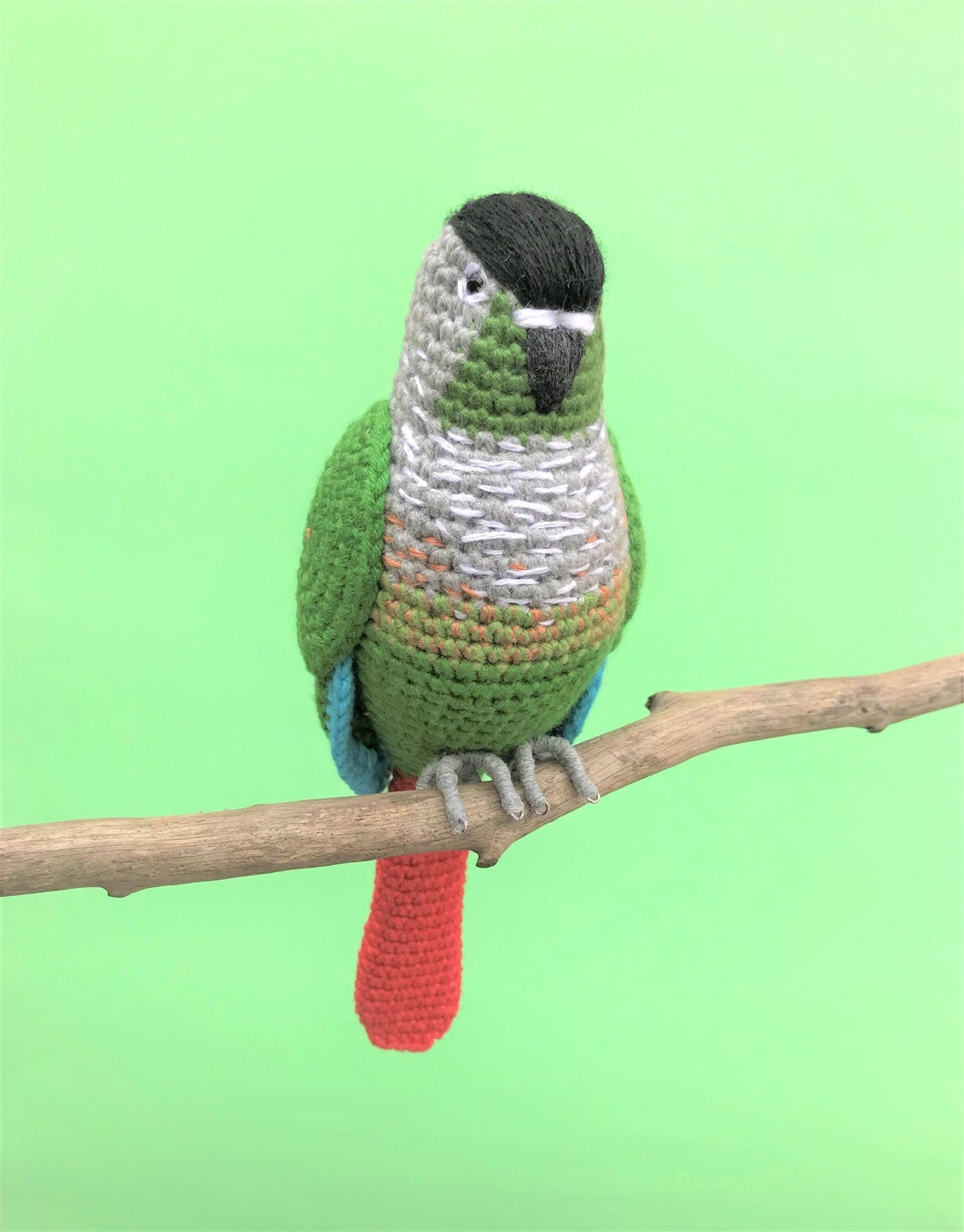 Conure Green Cheek Parakeet Bird Lifelike Plush Amigurumi - Etsy