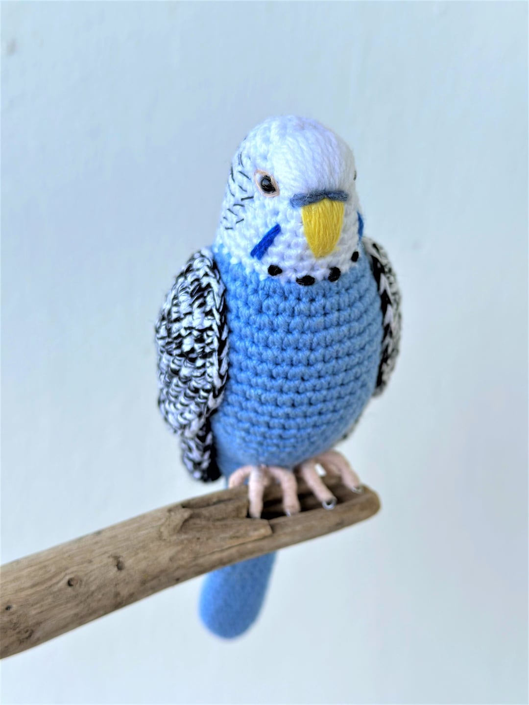 Blue White Budgie Stuffed Animal Realistic Parakeet Plush Crochet ...
