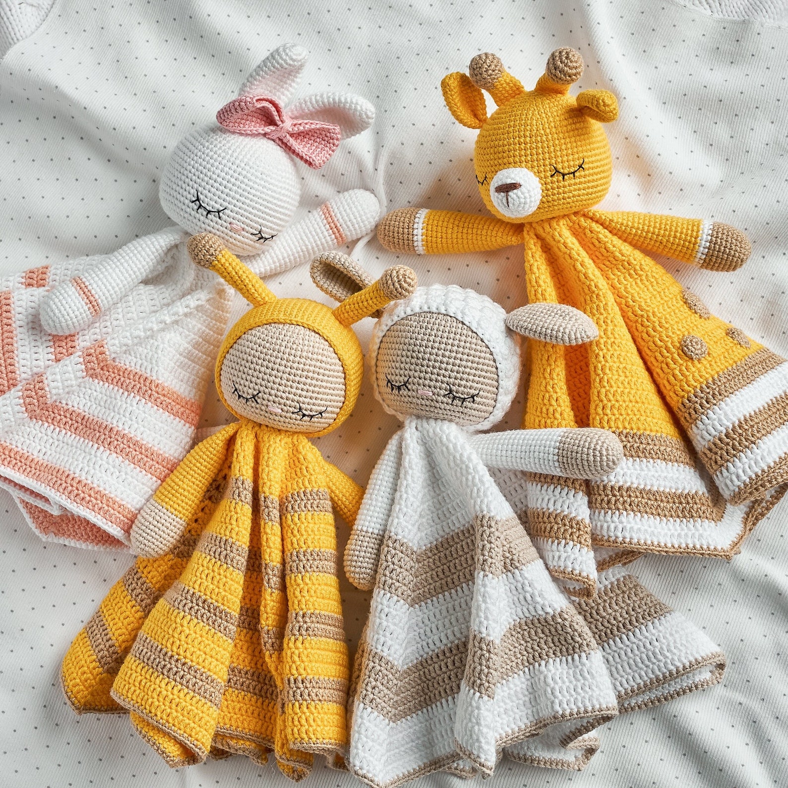 Set of 4 Crochet Lovey Pattern Pdf Patterns Security Blanket Amigurumi ...