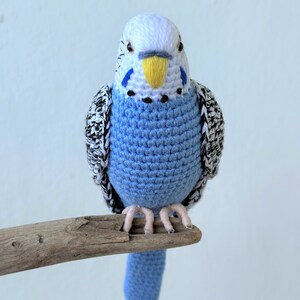 Blue White Budgie Stuffed Animal Realistic Parakeet Plush Crochet ...
