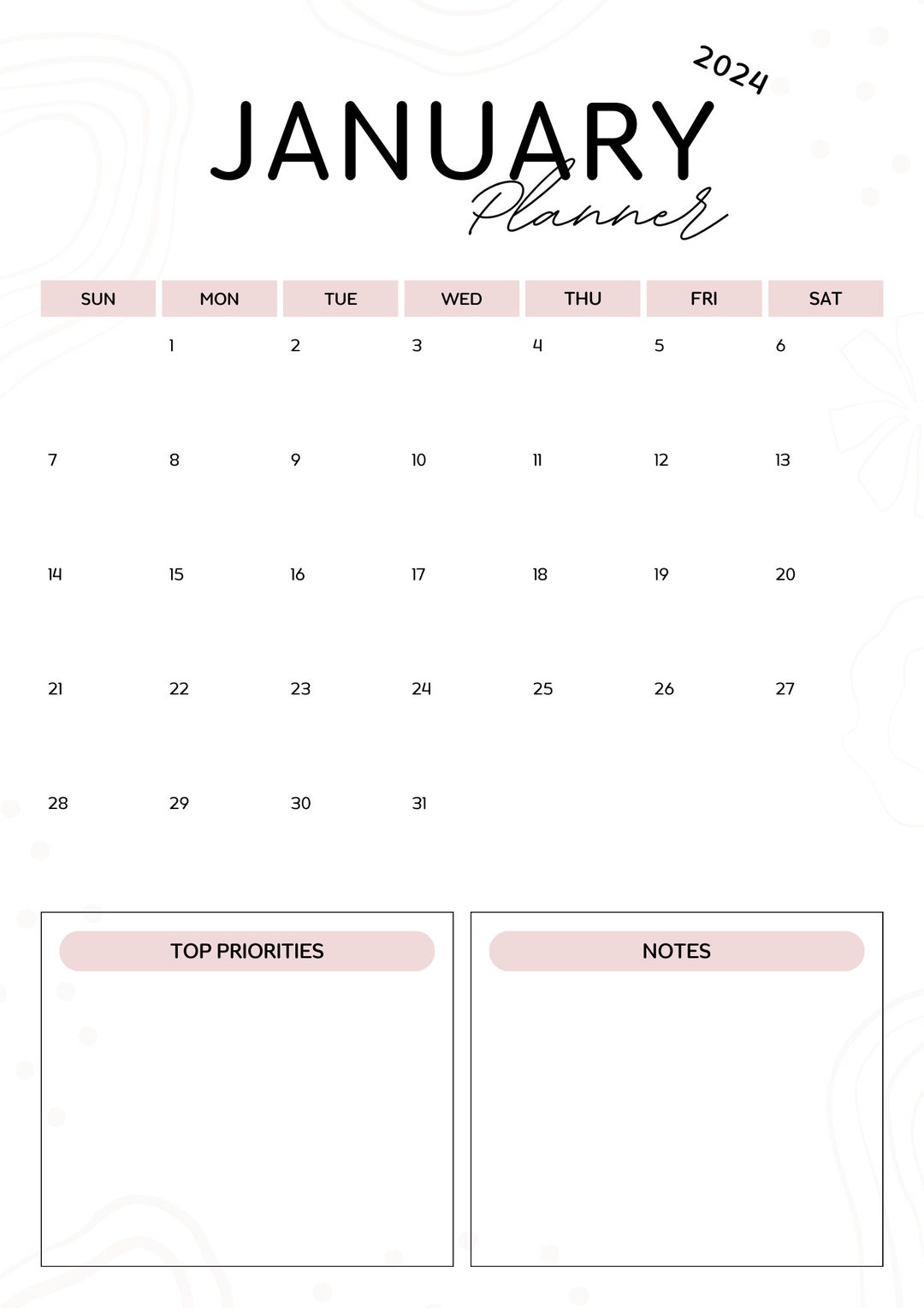 2024 Monthly Planner Printable, A4 Size,12 Month Organiser ...