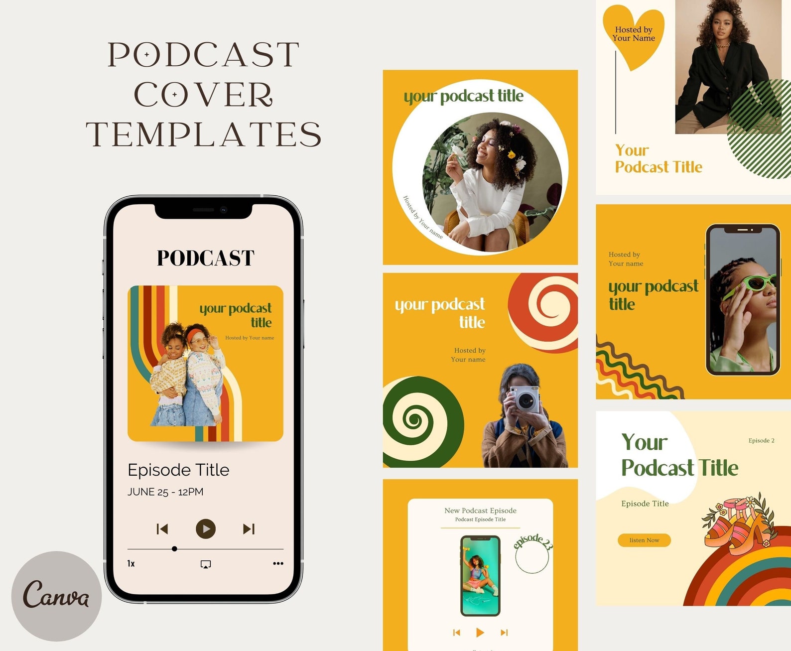 Podcast Cover Art Template Canva Template Podcast Graphics - Etsy
