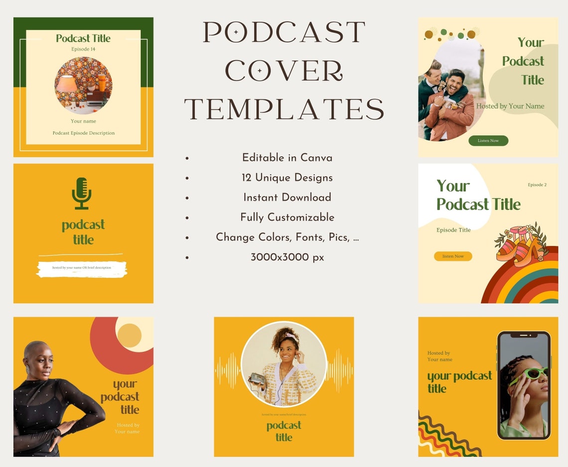 Podcast Cover Art Template Canva Template Podcast Graphics - Etsy