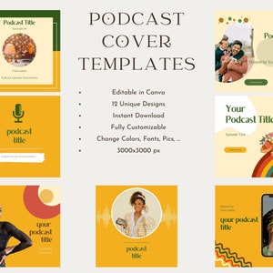 Podcast Cover Art Template Canva Template Podcast Graphics - Etsy