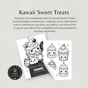 Kawaii Sweet Treats Coloring Book Pages, Printable, Digital Coloring ...