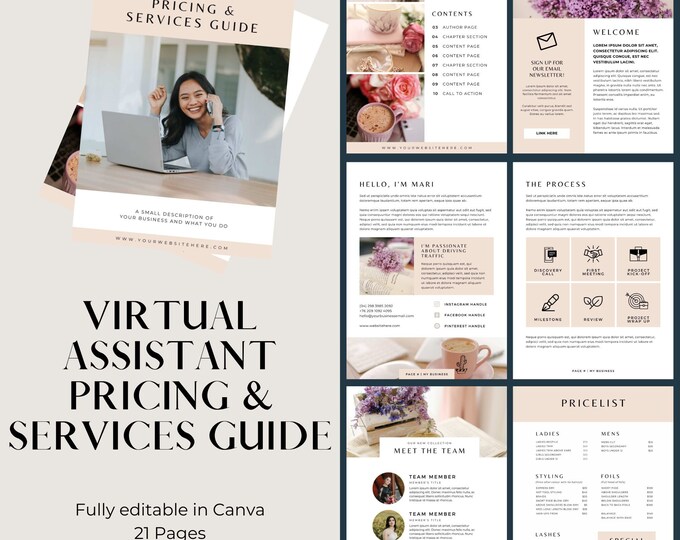 Virtual Assistant Service and Pricing Guide Template, Client Welcome ...