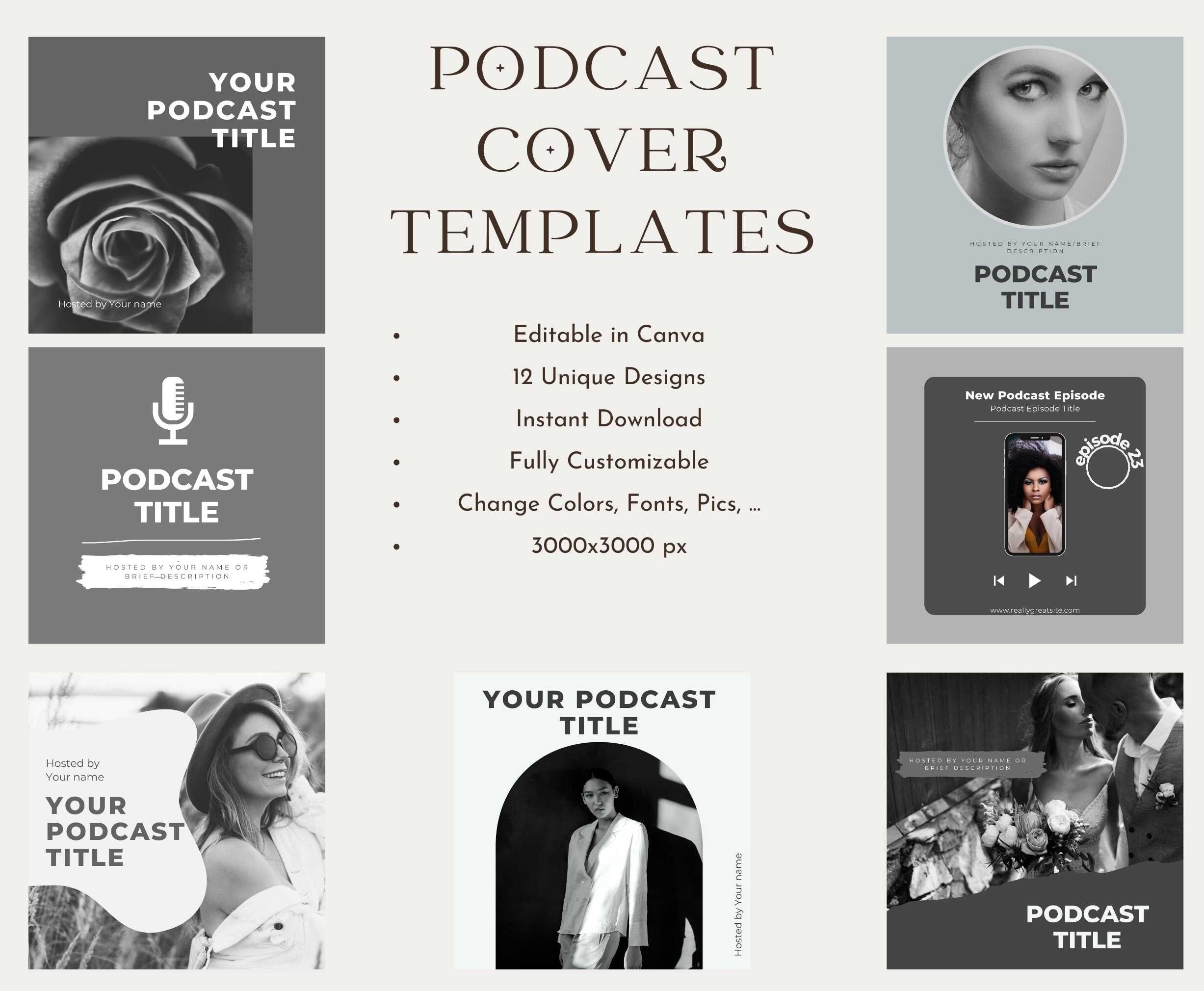 Podcast Cover Art Template, Canva Template, Podcast Graphics ...