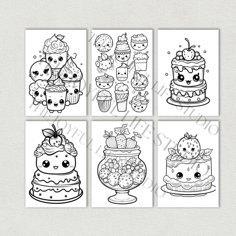 Kawaii Sweet Treats Coloring Book Pages, Printable, Digital Coloring ...